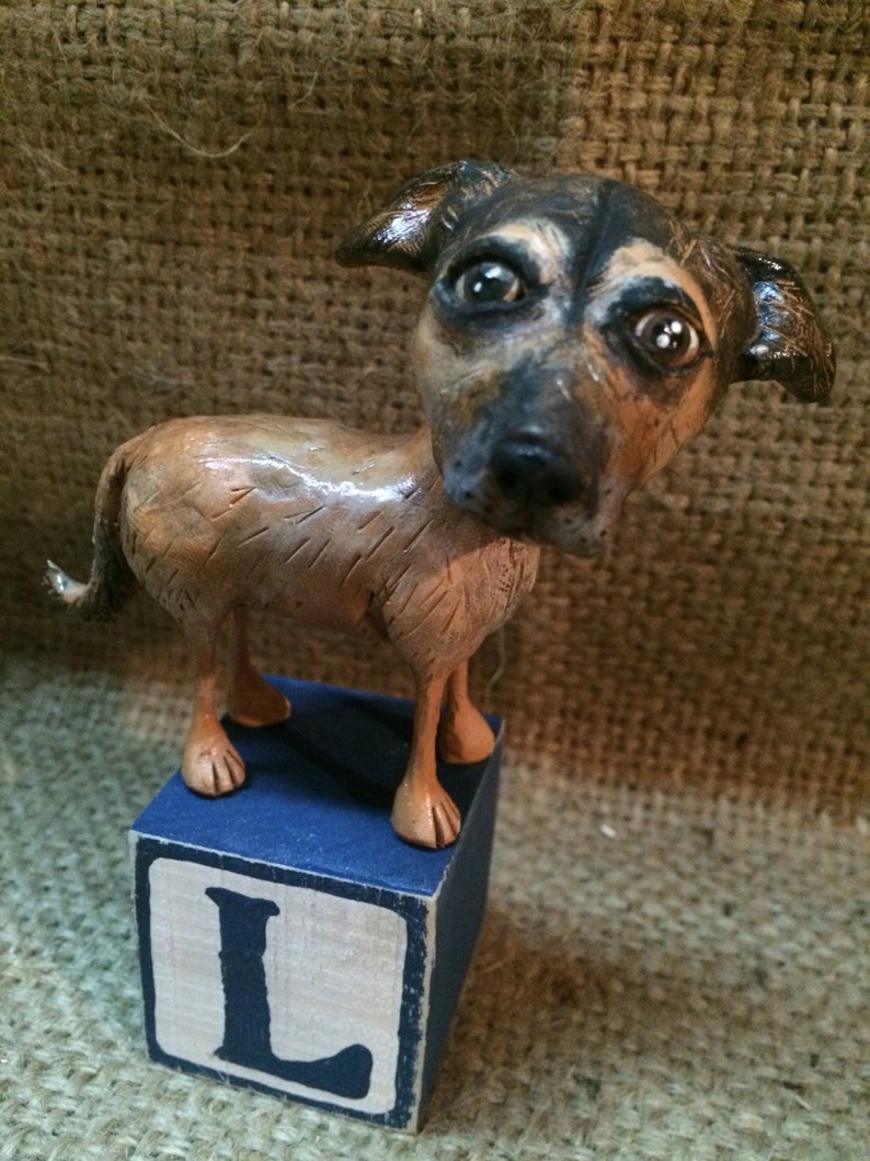 Custom Dog Sculpture Art Memorial Clay Folk Art Pet Portrait - Etsy