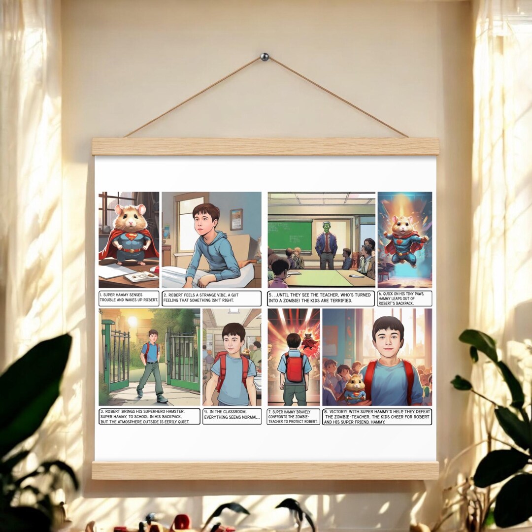 Heroic Adventure Poster for Kids, Custom Comic Book Style Wall Art ...
