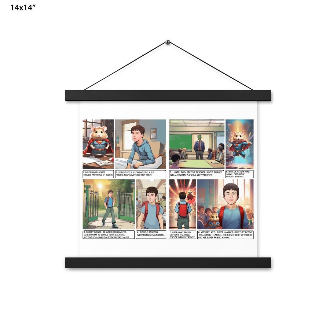 Custom Kids Comic Poster Gift, Personalized Child Wall Art Present, Kid ...