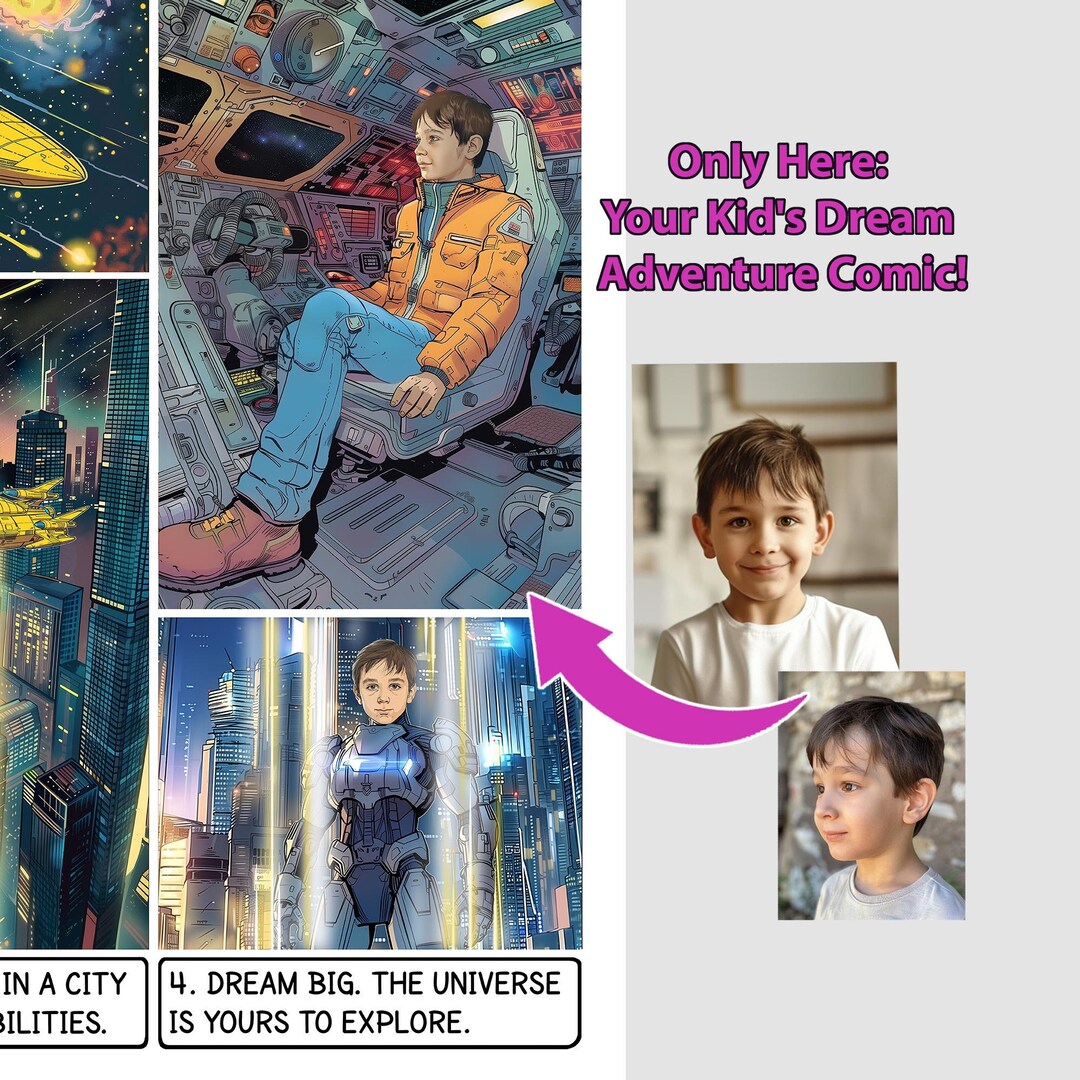 Galactic Superhero Comics Gift Poster Space Kids Room Decor, Astronaut ...