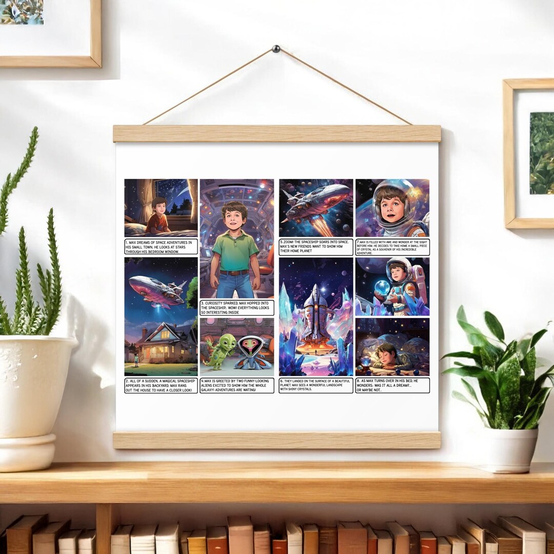 Custom Hanging Comic Poster for Kids, Personalized Space Adventure Gift ...