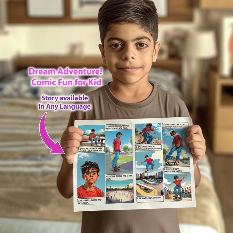 Custom Kids Comic Poster, Personalized Wall Art, Sports Gift for Kids ...