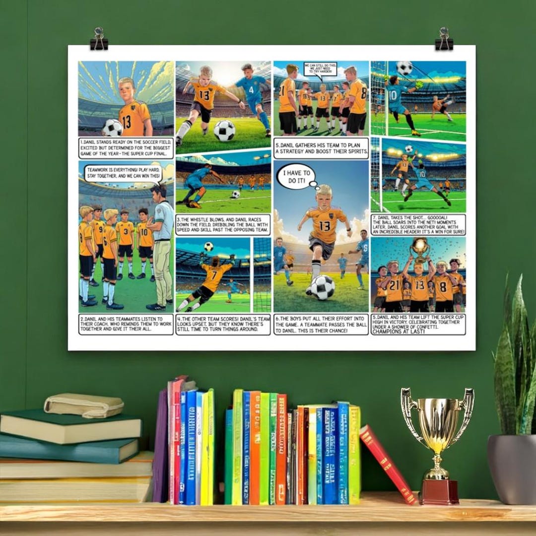 Photo to Comic Poster, Custom Illustrated Story From Your Images ...