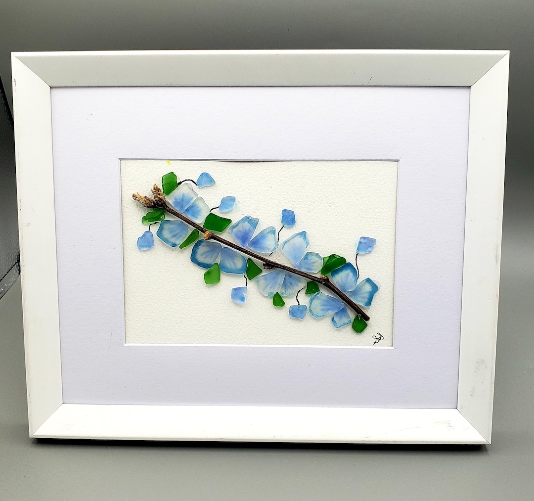Blue Sea Glass Wall Art: Framed Beach Glass Wall Hanging (8x10) - Etsy