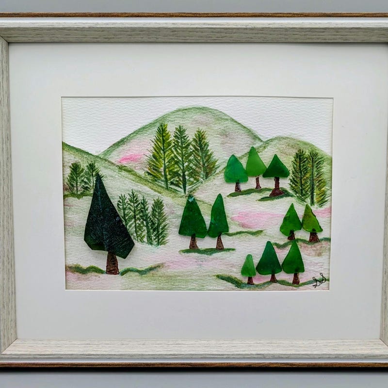 Mountains Sea Glass Art - Etsy