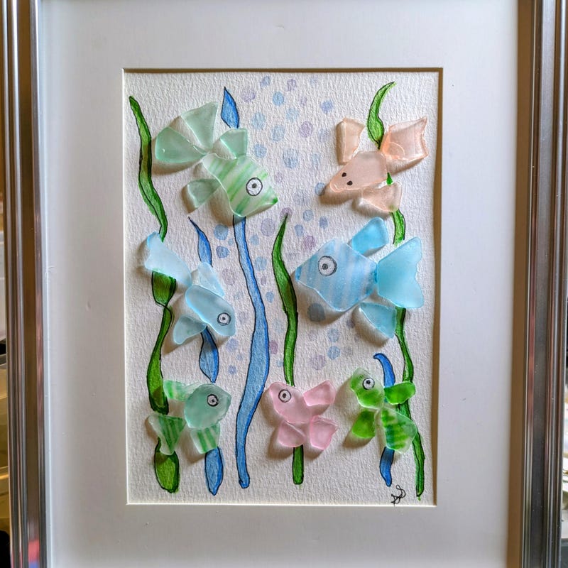 Fish Framed Sea Glass Art - Etsy