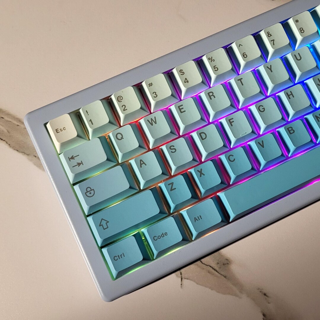 CK67 Mechanical Gaming Keyboard - Gradient Blue Minimalistic Keycaps ...