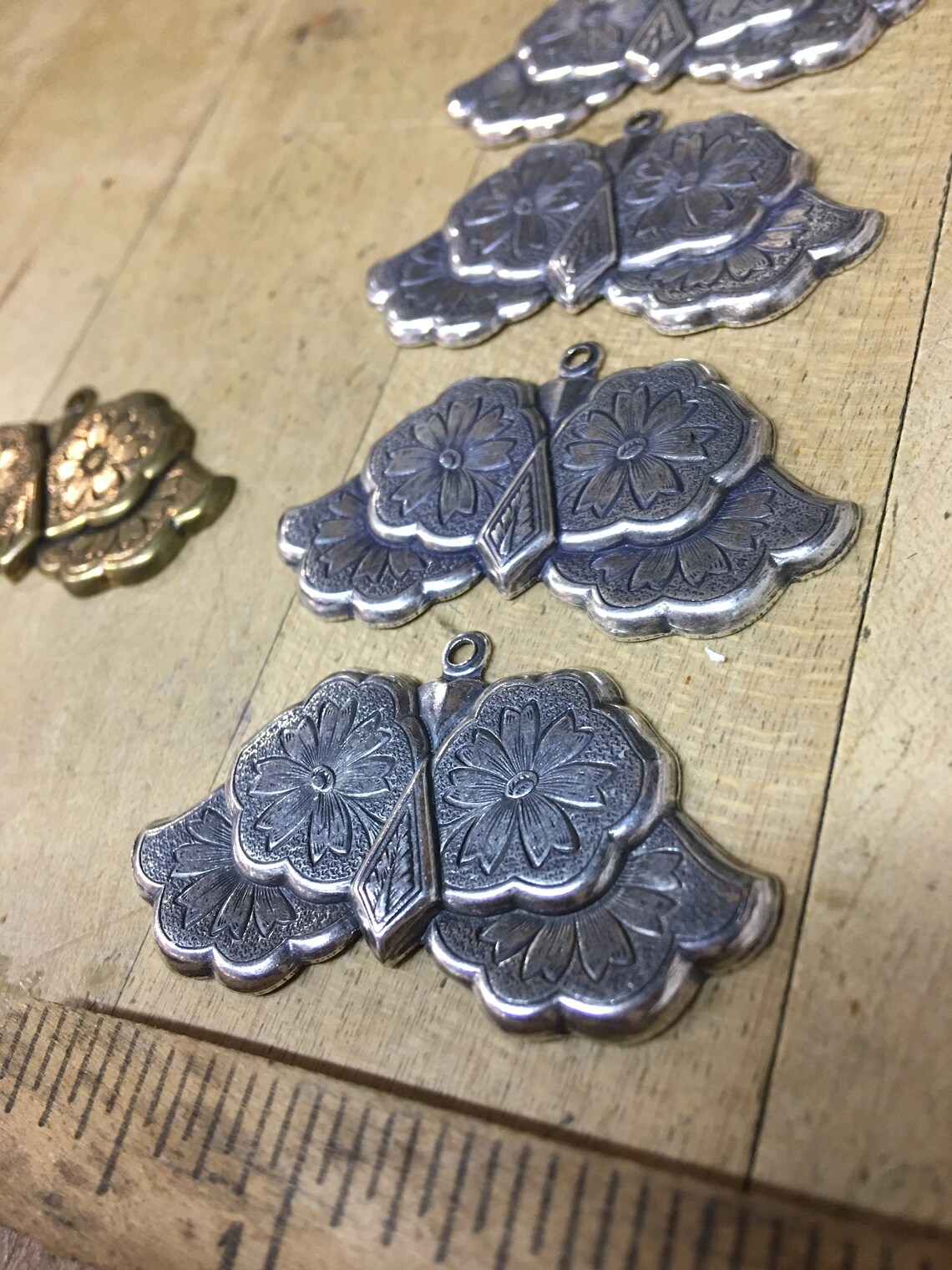 Six Victorian Decorative Metal Shapes Antique Silver Over | Etsy