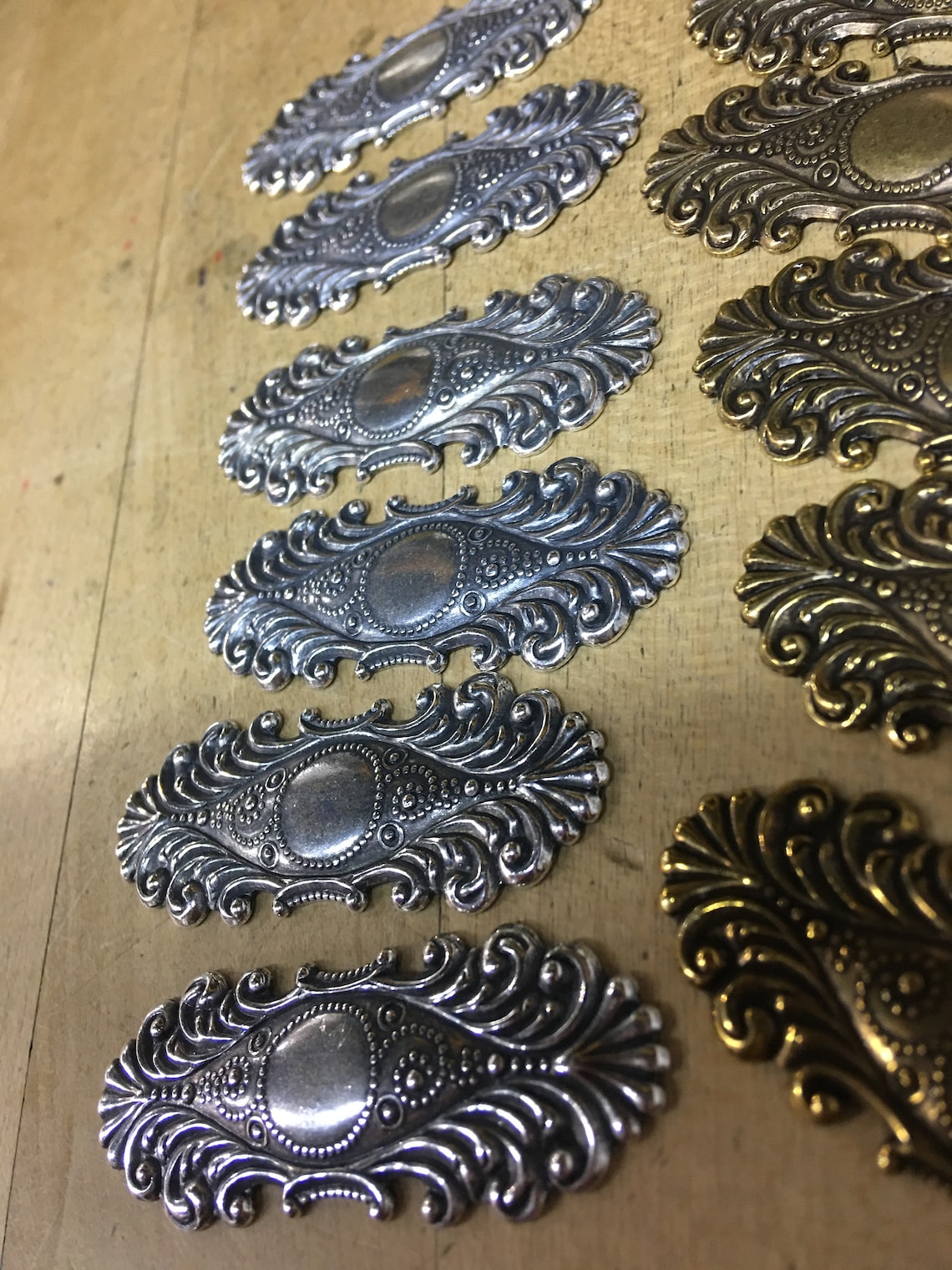 Six Victorian Decorative Metal Shapes Antique Silver Over | Etsy