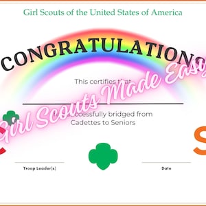 Bridging to Senior – Girl Scout Certificate - Etsy
