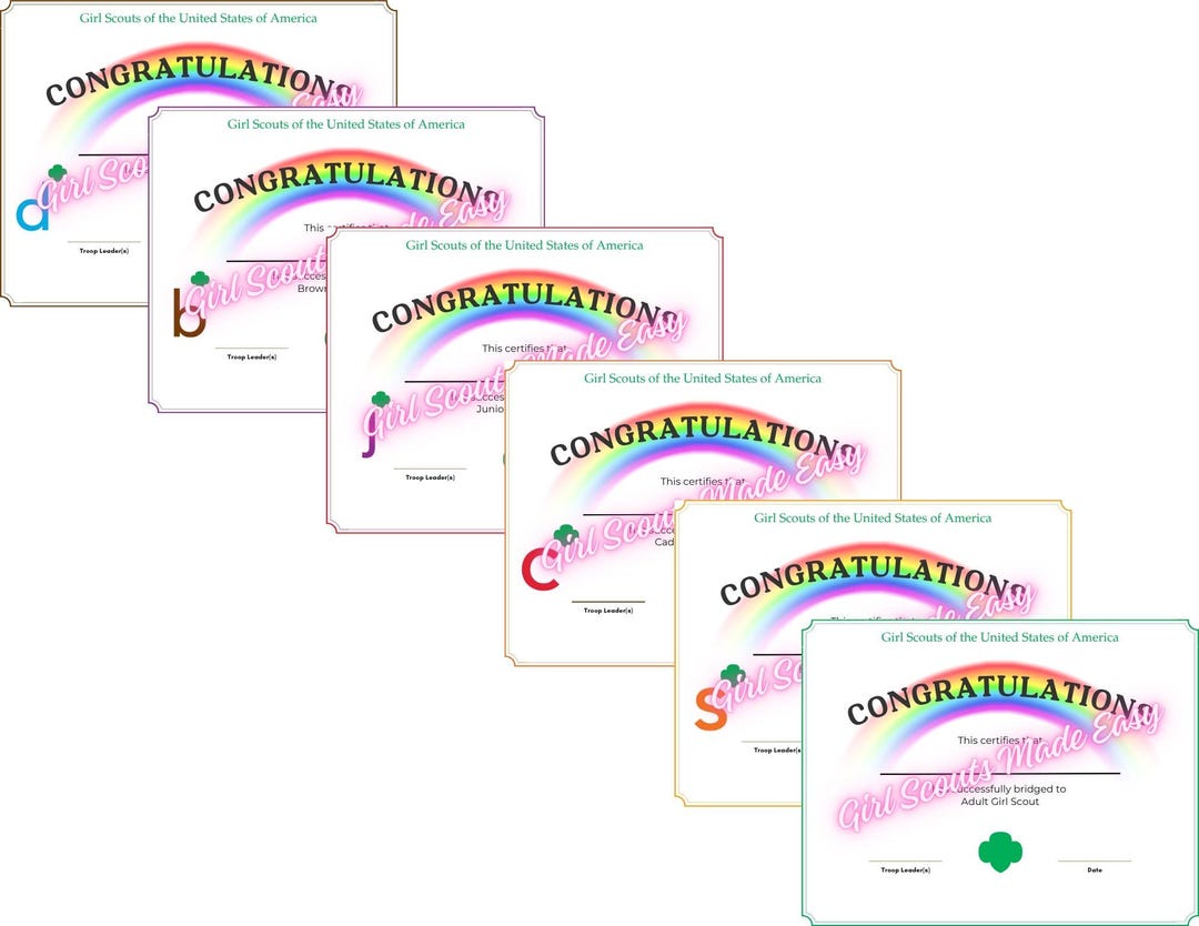 Girl Scout Bridging Certificate Bundle – All Levels (including Adult ...