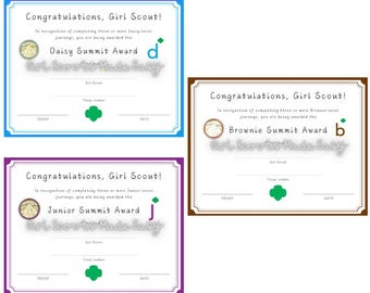 Girl Scout Daisy Journey Summit Award Certificate - Downloadable Design ...