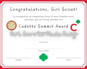 Girl Scout Daisy Summit Award Certificate - Etsy
