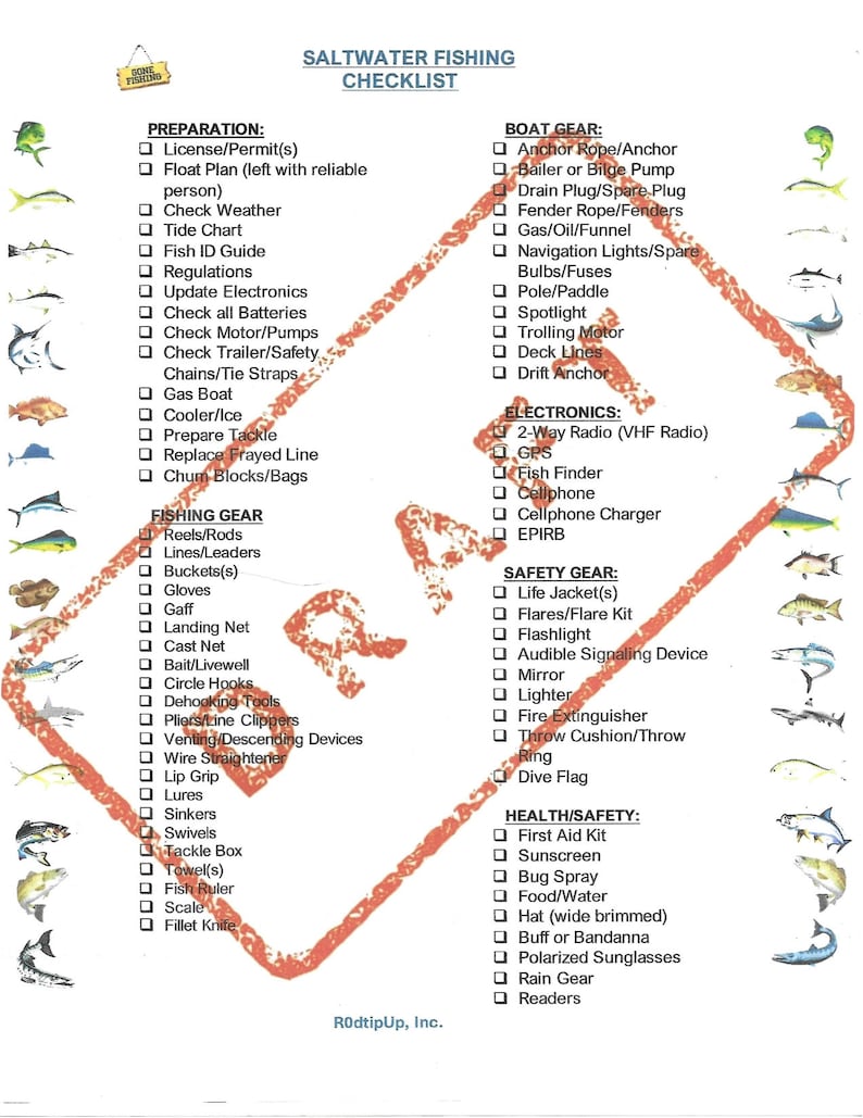 FATHER'S DAY GIFT! - Saltwater Fishing Checklist - Check List! Catch ...