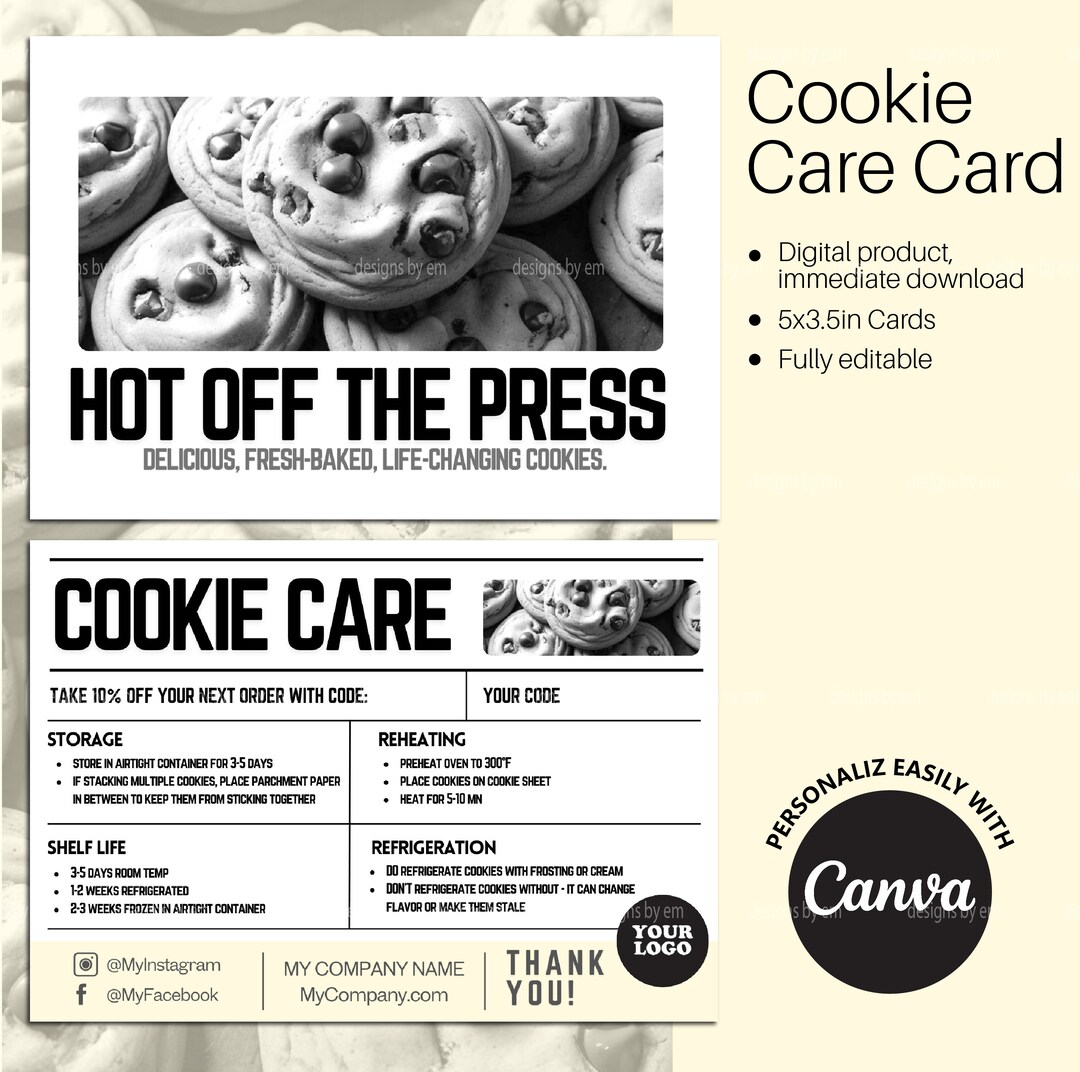 Editable Cookie Care Guide Template, Newspaper Design (digital Download ...