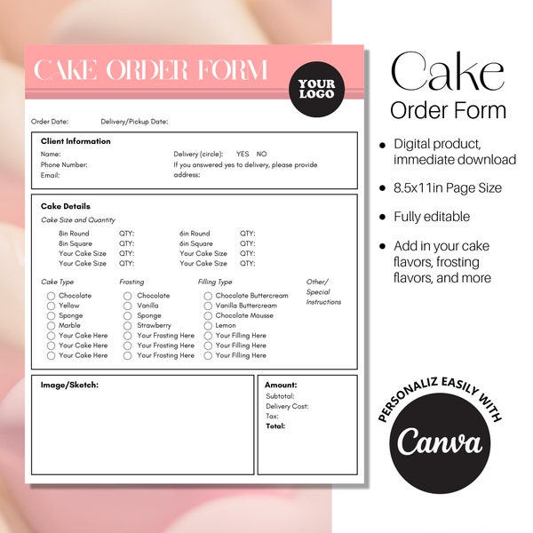 Cake Order Form - Etsy