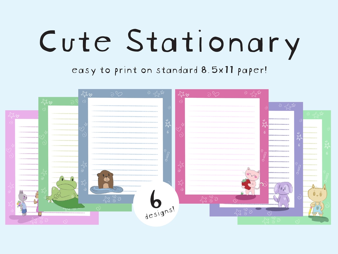 Printable Animal Stationary, Cute Animal Notepad, Digital Product ...
