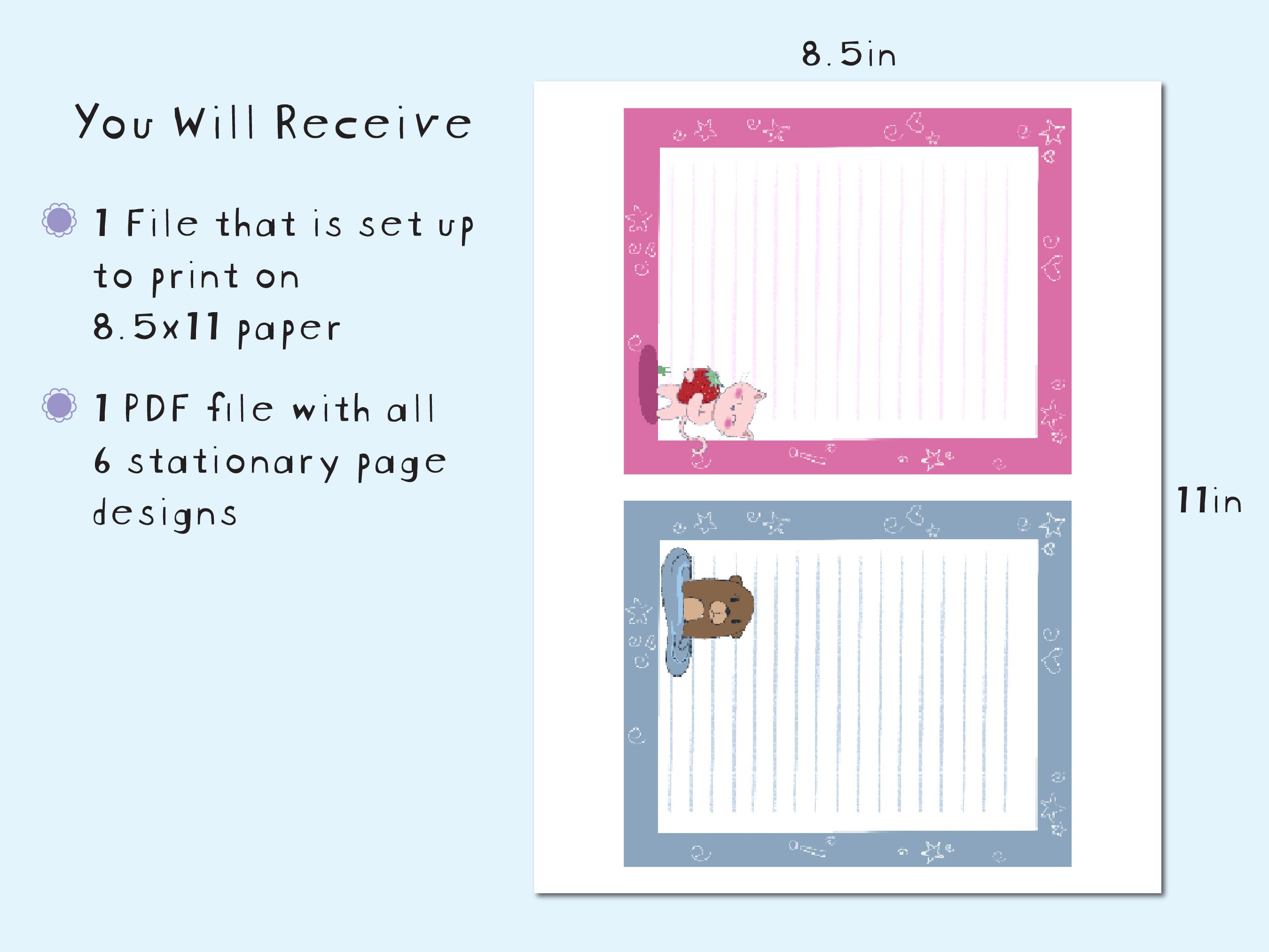 Printable Animal Stationary, Cute Animal Notepad, Digital Product ...