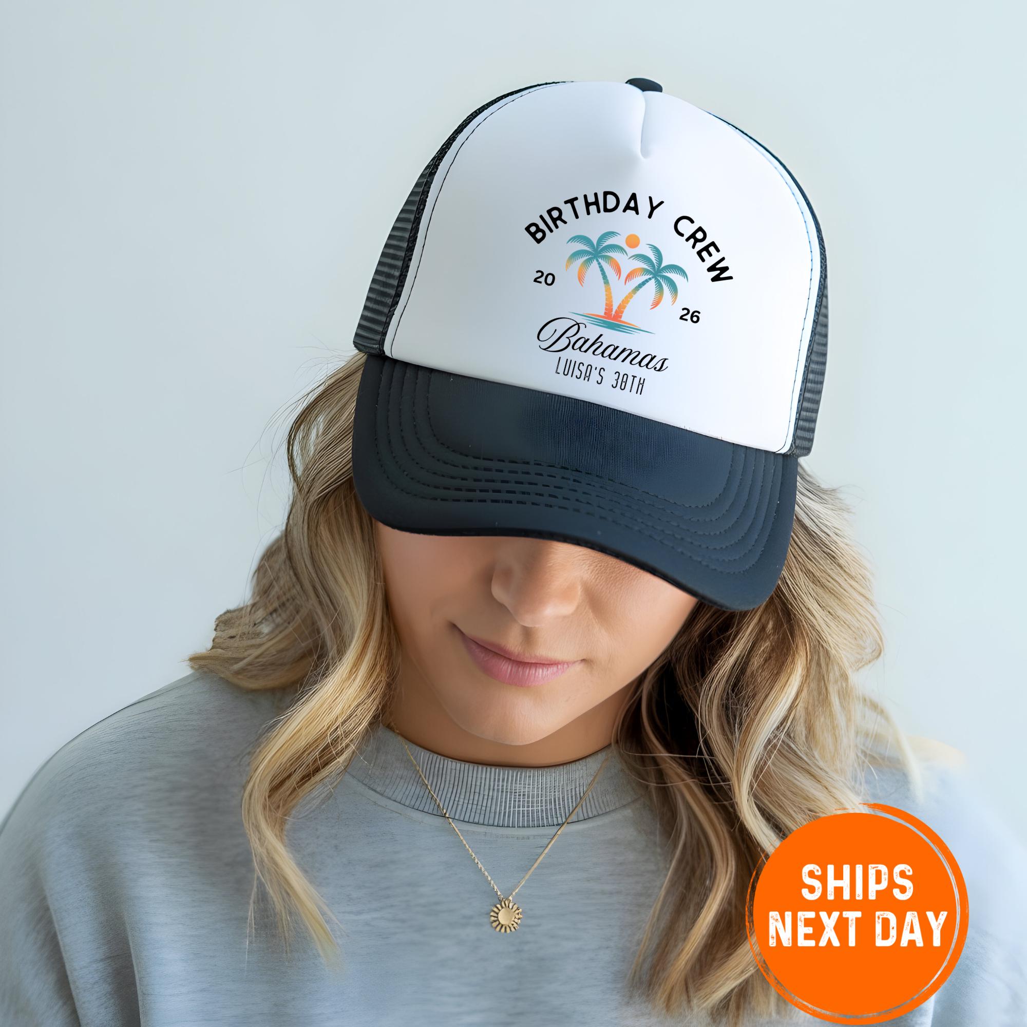 Custom Beach Birthday Hat, Bday Crew Squad, 21 30 40 Trip Vacation Cap ...