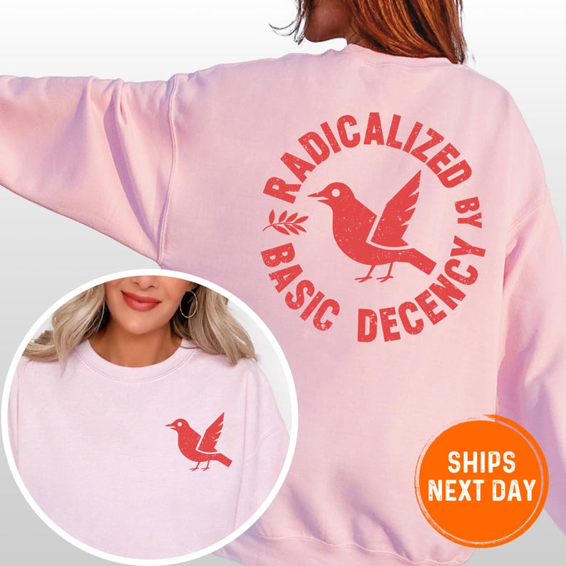 Radicalized by Basic Decency Sweatshirt, Political Protest Sweatshirt ...