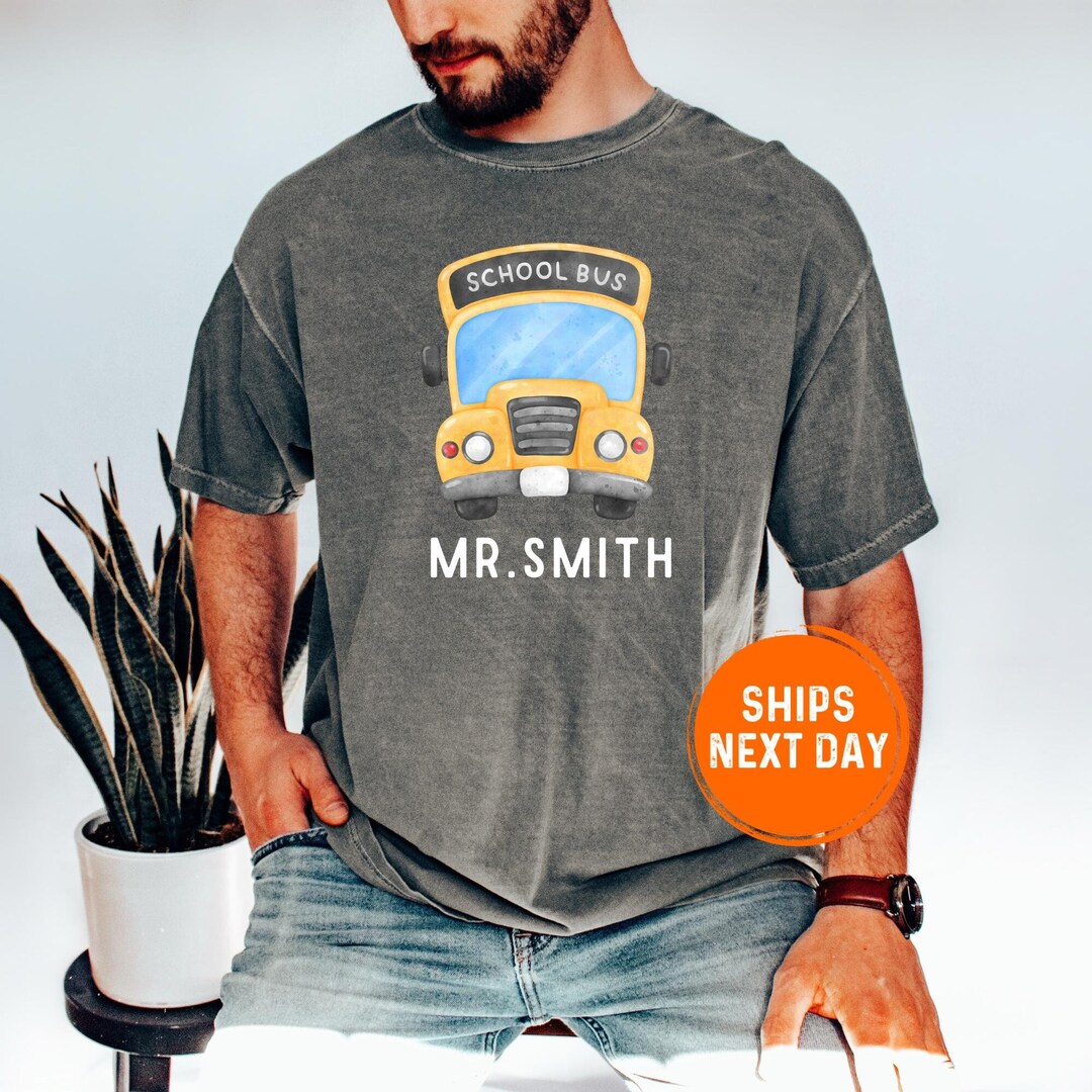 Custom School Bus Comfort Colors Shirt, Personalized Transportation Tee ...