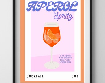 Aperol Spritz Cocktail Print Aperol Print Drink Illustration Aperol ...