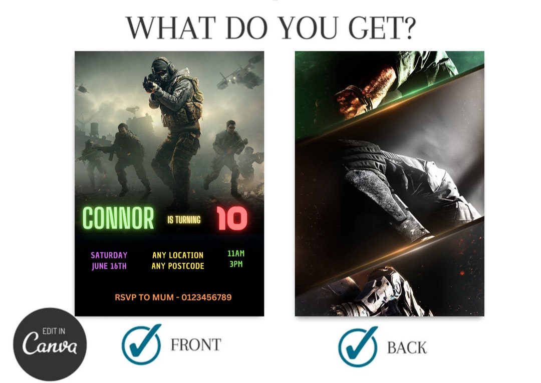 COD Gaming Birthday Invitation Gaming Invitation Birthday Invite for ...