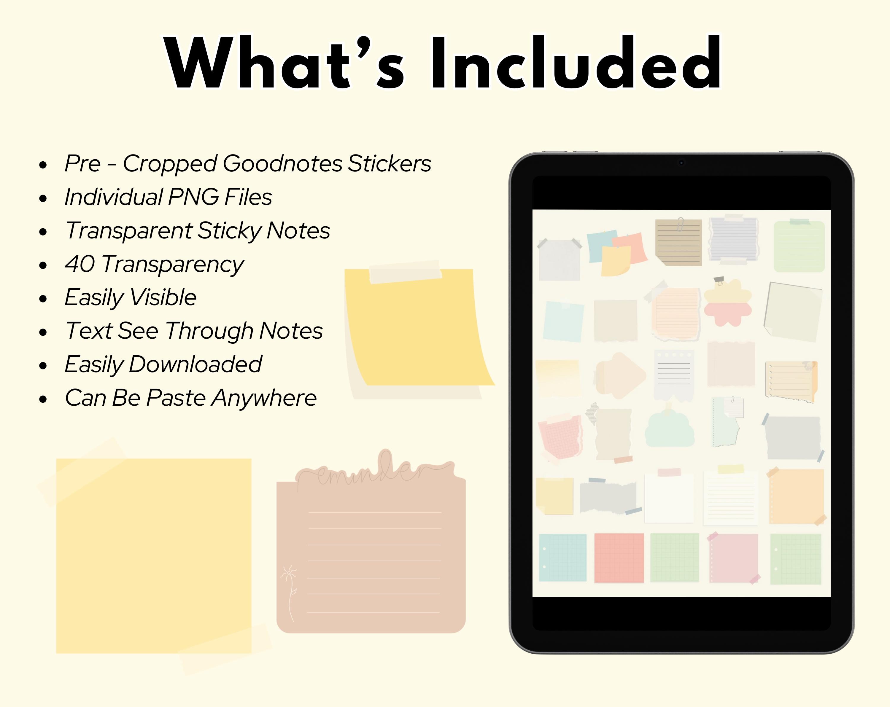 85 + Transparent Sticky Notes Digital Stickers Pack, Time Blocking ...