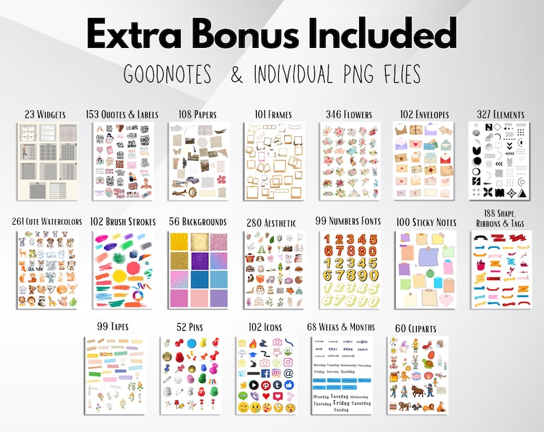 100 + House Chores Digital Stickers Pack, Household Chores Digital ...