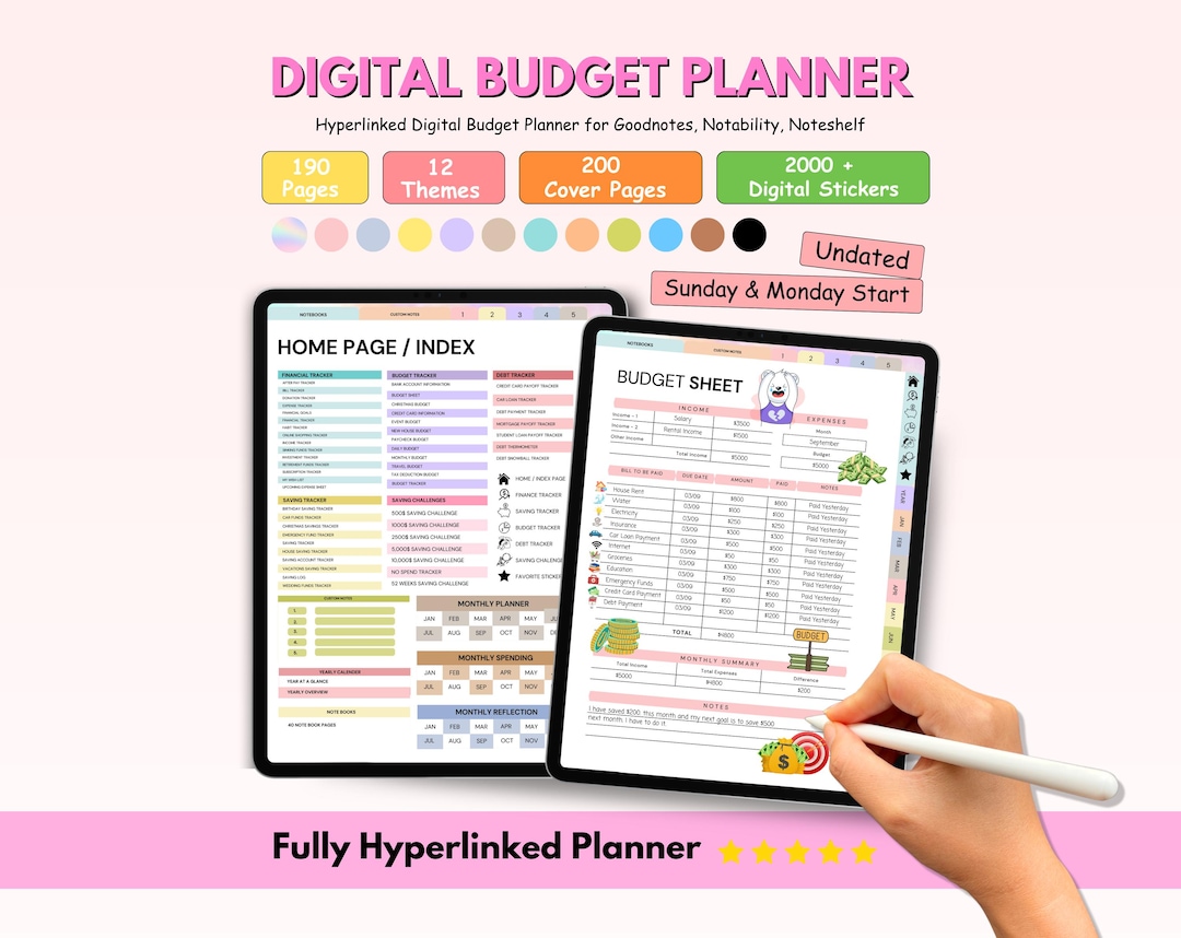 Digital Budget Planner, Financial Budget Planner, Undated Digital ...