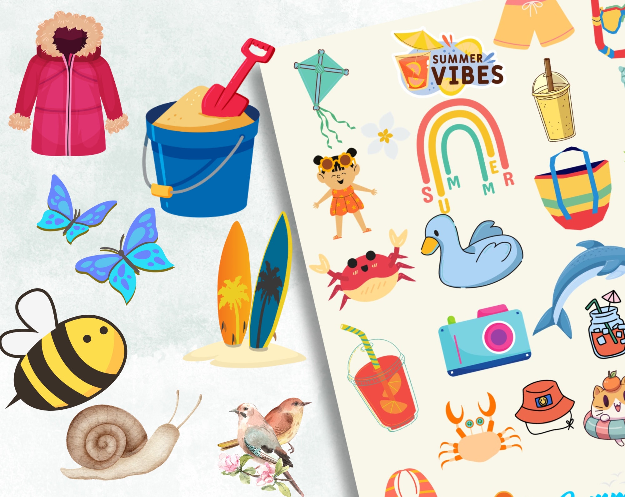 730 + Seasonal Digital Stickers, Summer Stickers, Autumn Stickers ...