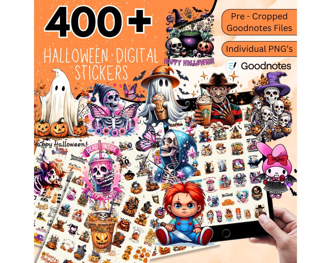 400 + Halloween Digital Stickers Pack, Goodnotes Stickers, Spooky ...