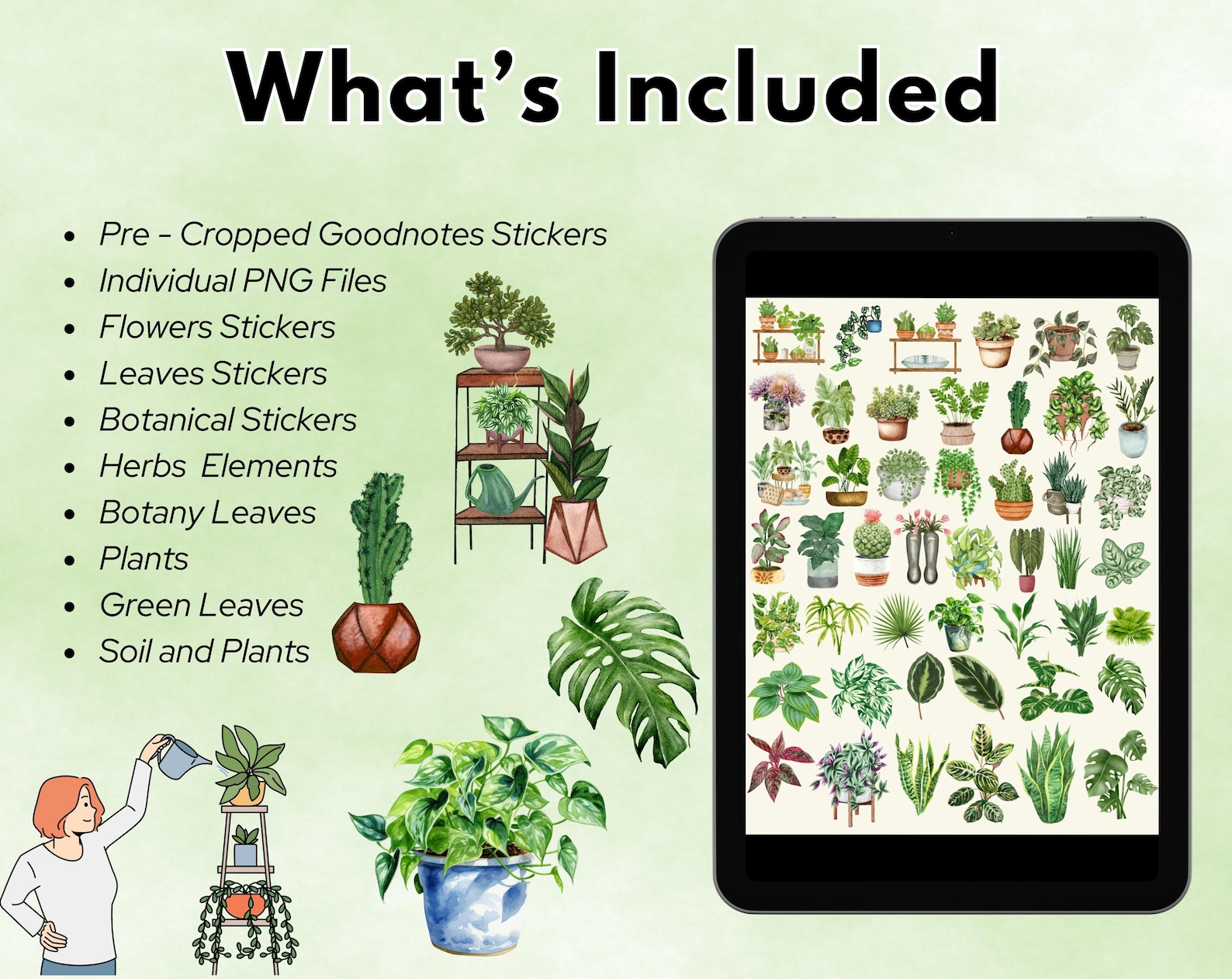 450 + Botany Digital Stickers Pack, Boho Botanical Digital Stickers for ...