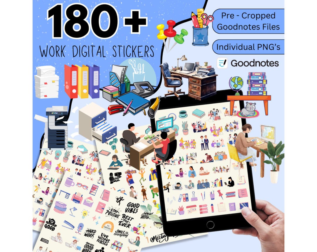 180+ Work Digital Stickers Pack, Office Work Digital Planner Stickers ...
