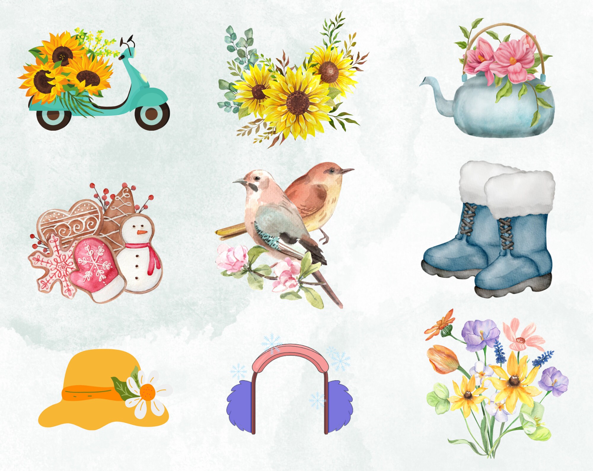730 Seasonal Digital Stickers, Summer Stickers, Autumn Stickers ...