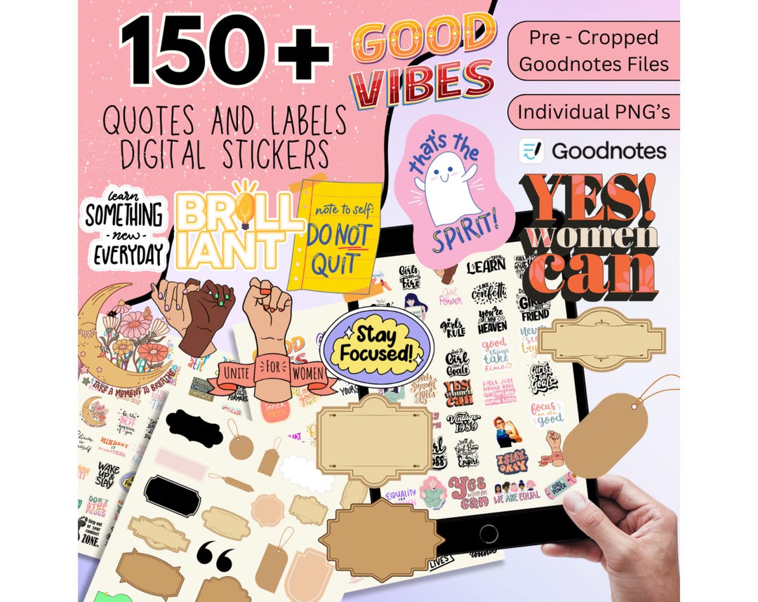 150 + Quotes &label Digital Stickers, Inspirational Digital Stickers ...