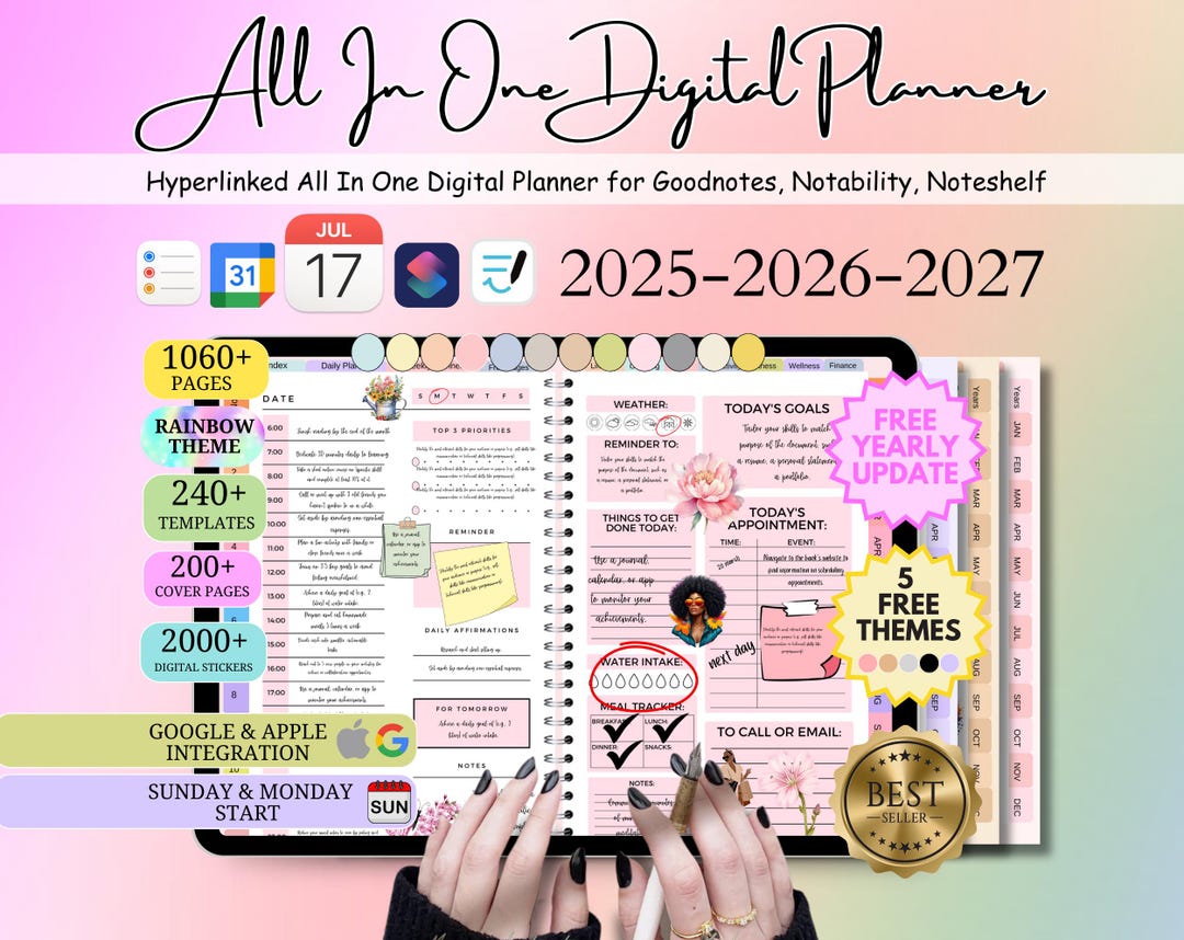 All-in-one Digital Planner 2026 2027 2028, Hyperlink Digital Planner ...
