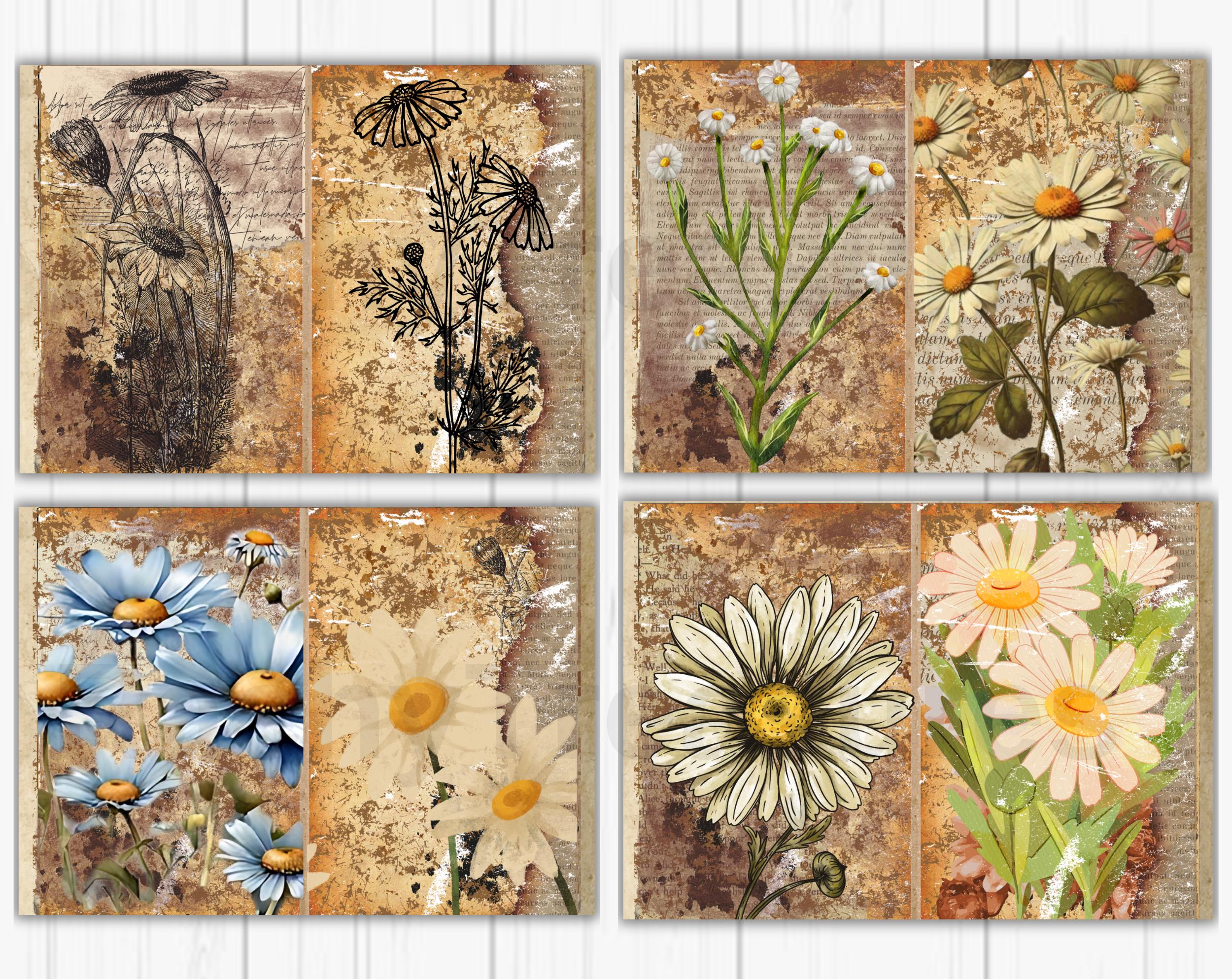 18 + Daisy Junk Journal Pages, Printable Journal Paper, Daisy Ephemera ...