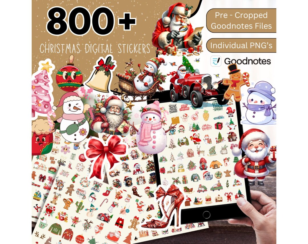 800 + Christmas Digital Stickers, Holiday Season Digital Stickers, Cozy ...