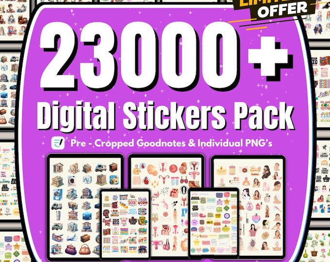 Floral Stickers SVG, 20 Digital Stickers PNG Bundle, PNG Printable ...