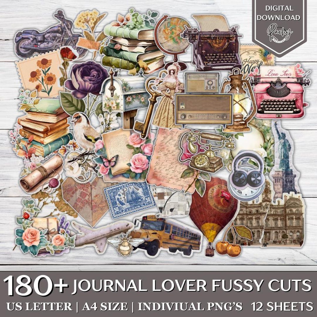180 + Journal Lover Fussy Cuts, Books, Home Office, Happy Mail, Junk ...