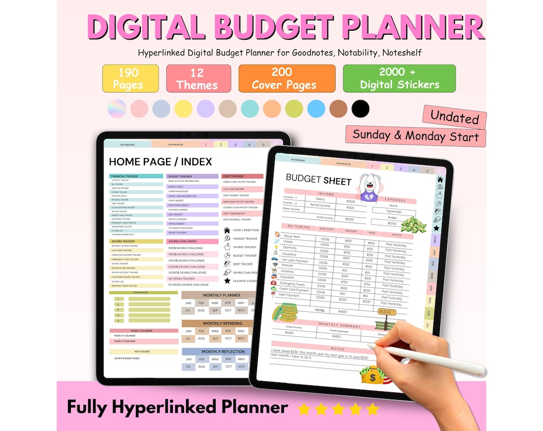Digital Budget Planner, Financial Budget Planner, Undated Digital ...