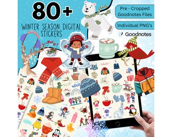 Winter Digital Stickers for Goodnotes, Winter Season Pre-cropped ...