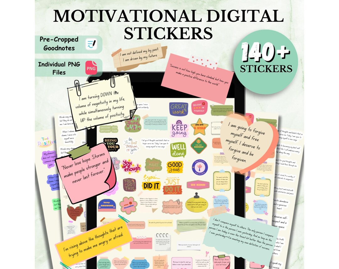 140+ Motivational Digital Stickers Pack, Inspirational Digital Stickers ...