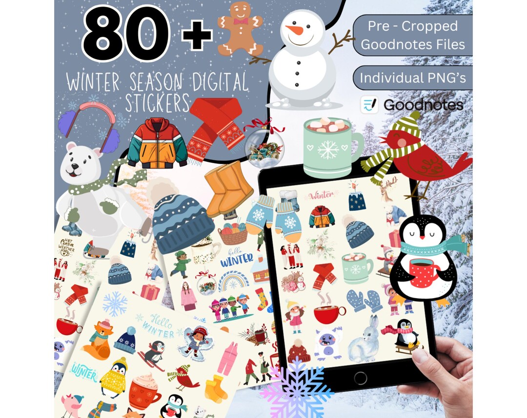 80+ Winter Digital Stickers, Goodnotes Stickers, Winter Season Digital ...
