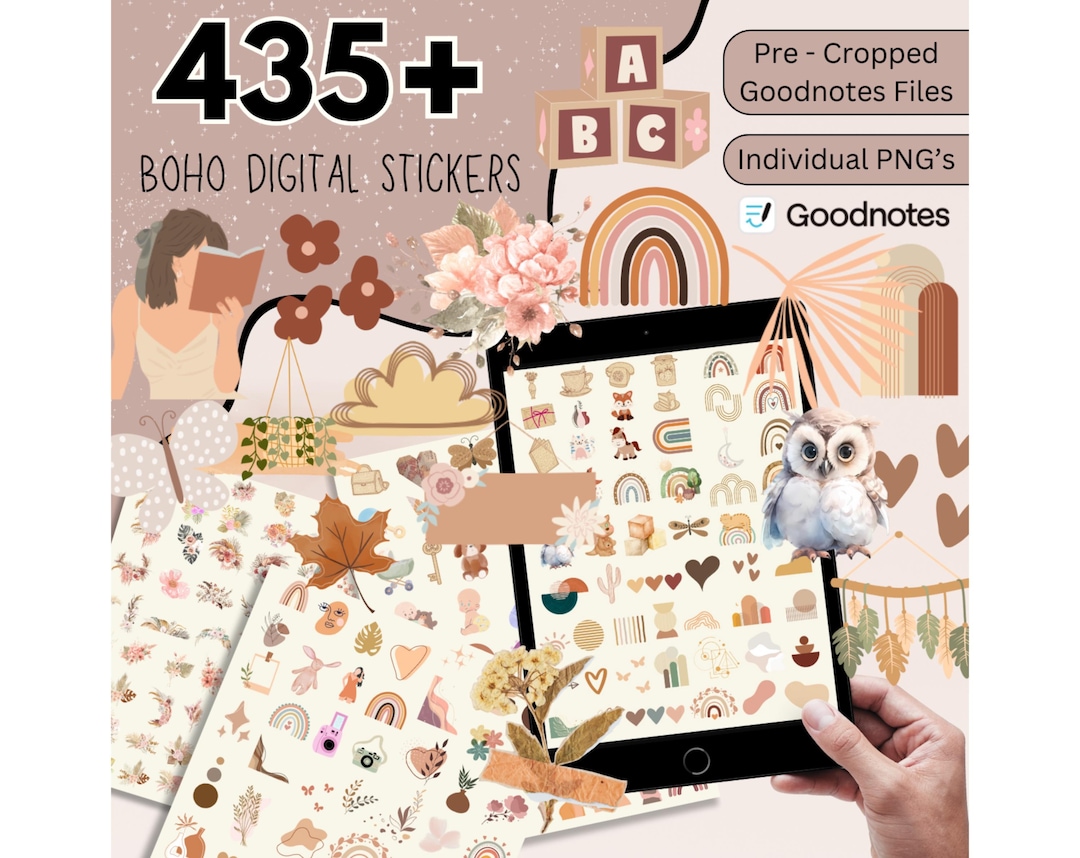 435+ Boho Digital Stickers Pack, Aesthetic Digital Stickers, Digital ...