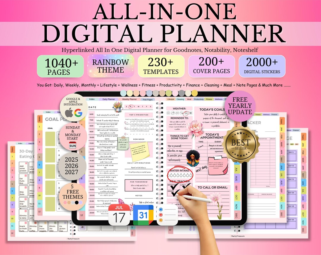All in One Digital Planner, Goodnotes Planner, Daily Weekly Monthly ...