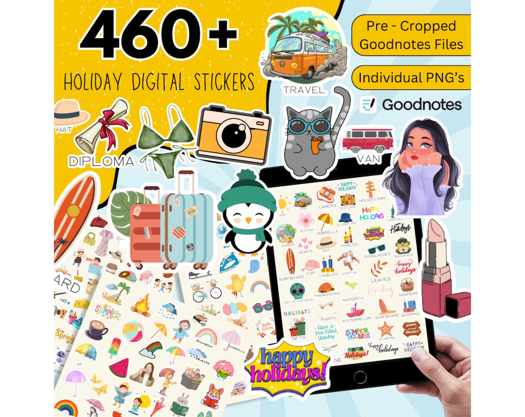 460 + Holiday Digital Stickers, Goodnotes Stickers, Seasonal Digital ...