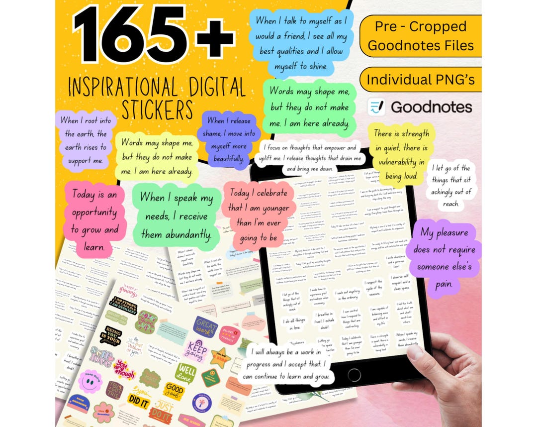 165 + Inspirational Digital Stickers Bundle, Positive Affirmation ...
