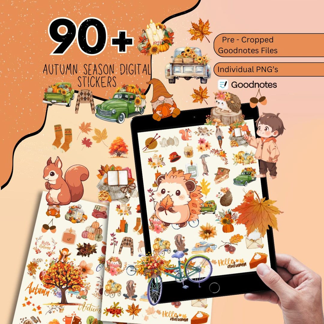 100+ Autumn Digital Stickers Pack, Goodnotes Stickers, Digital Planner ...